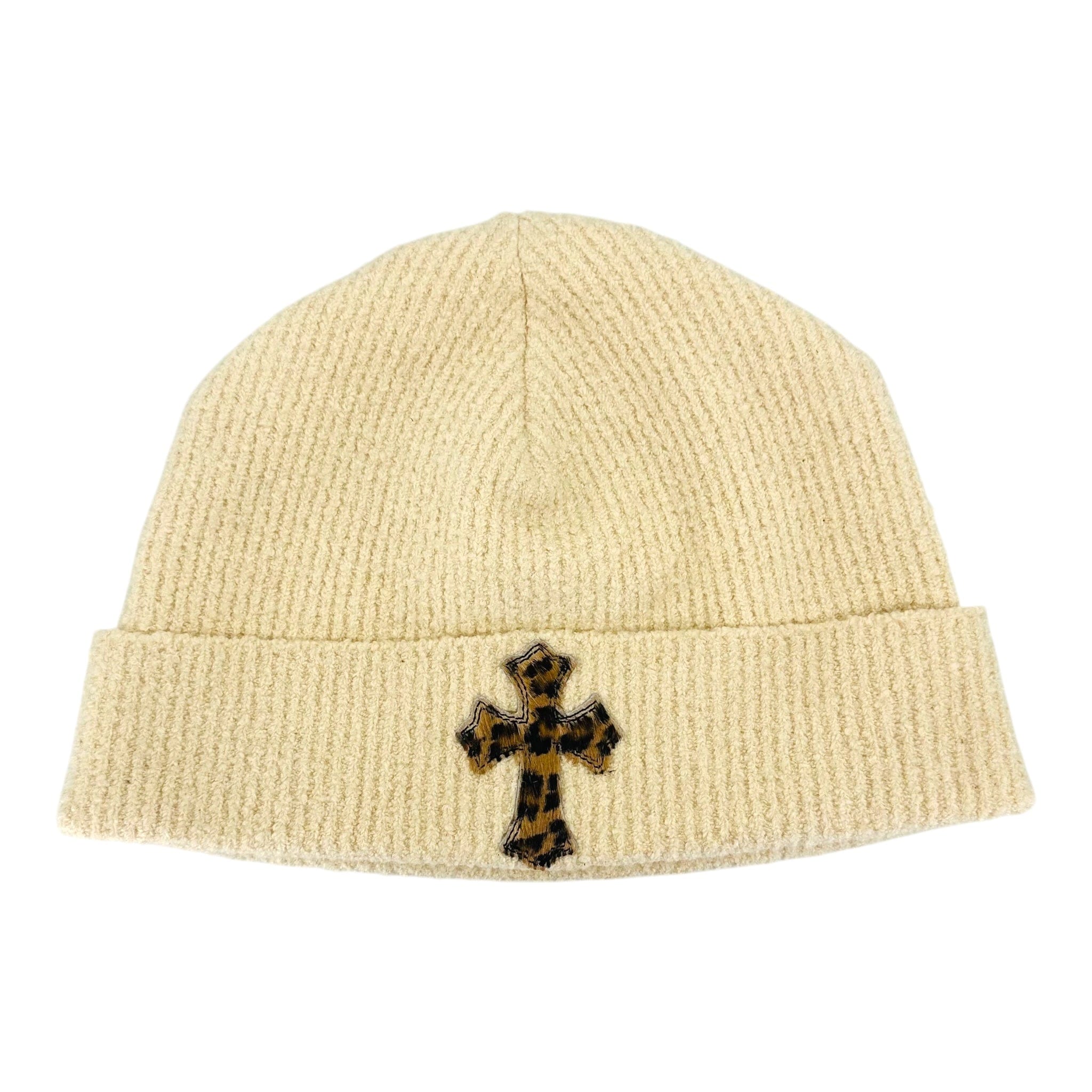 Chrome Hearts Cheetah Cross Patch Beanie Cream