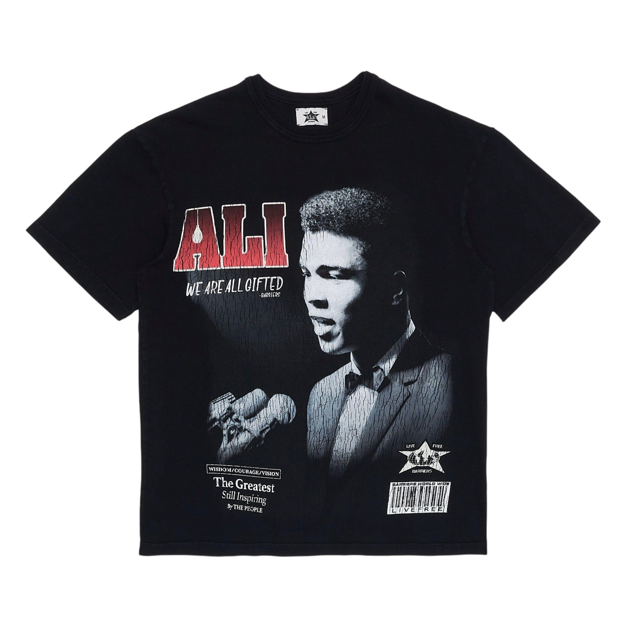 Barriers Muhammad Ali Logo Short Sleeve Tee Shirt Black Multi Pre-Owne