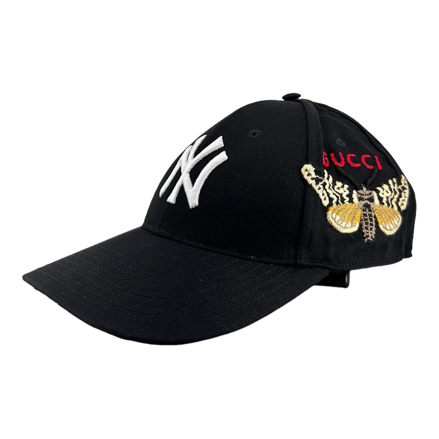 Gucci NY Yankees Embroidered Butterfly Baseball Cap Black Pre-Owned