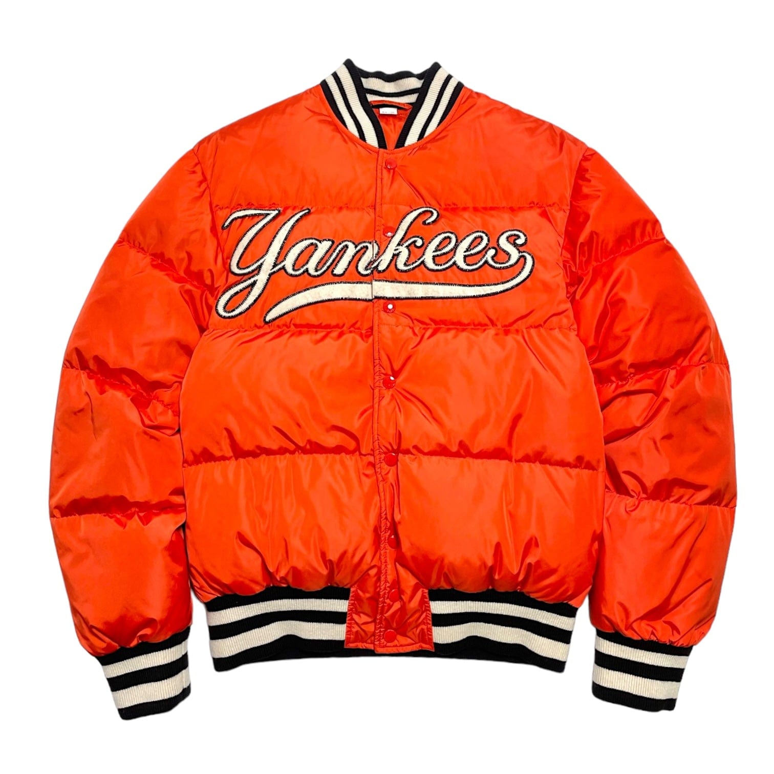 Gucci NY Yankees Patch Bomber Down Jacket Orange Pre-Owned