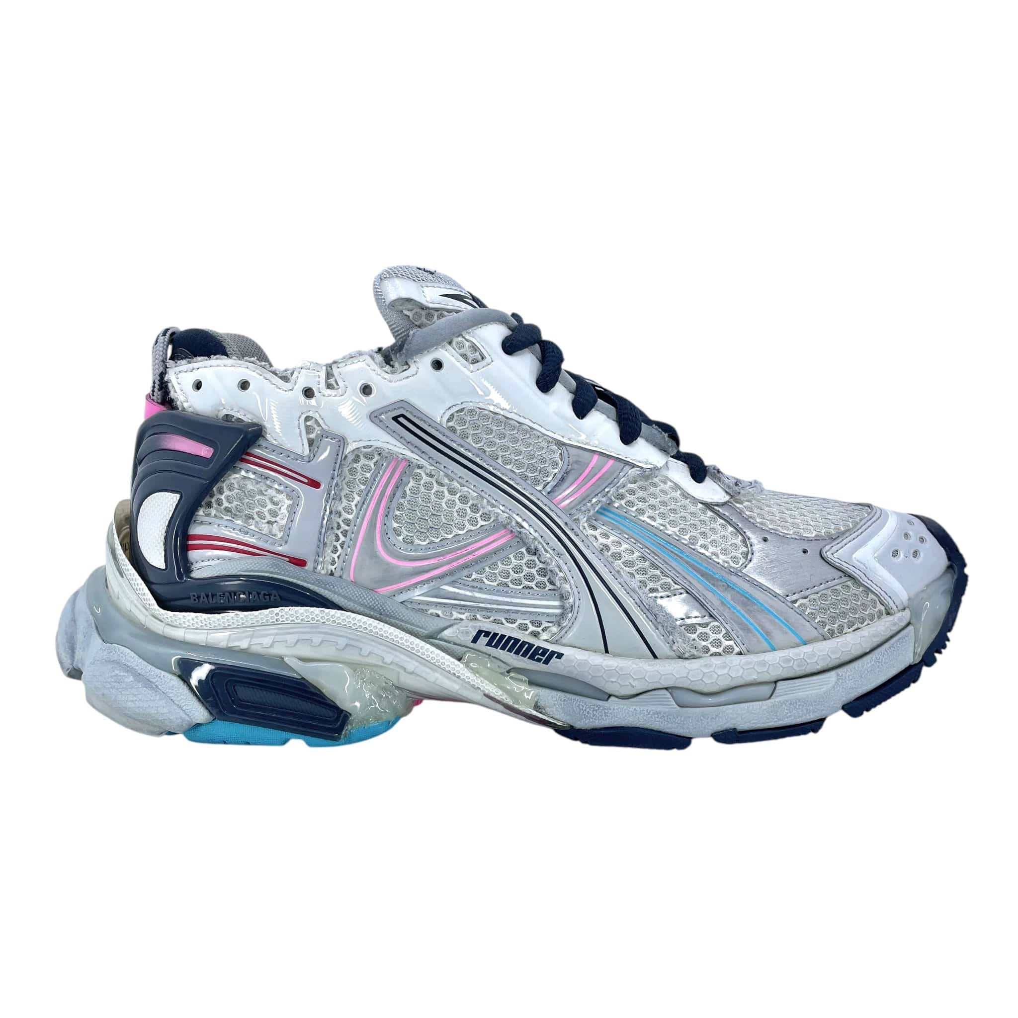 Balenciaga Runner Sneaker Grey Pink Blue Pre-Owned