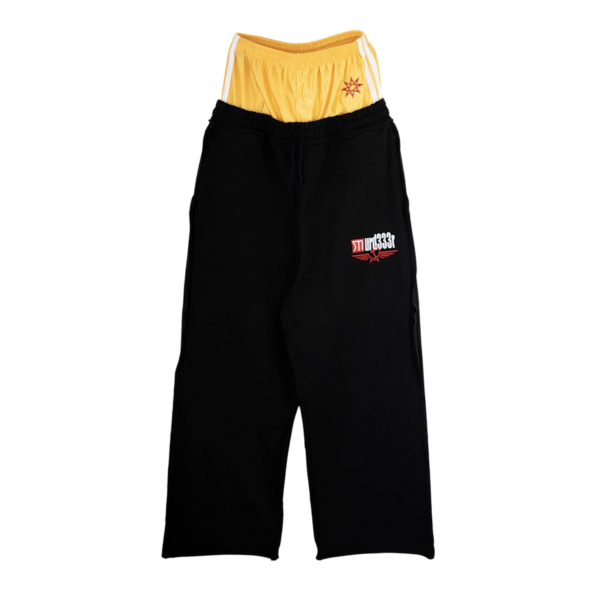 Murd333r FM x Greedy Unit Double Layer Sweatpants Black Multi Pre-Owne