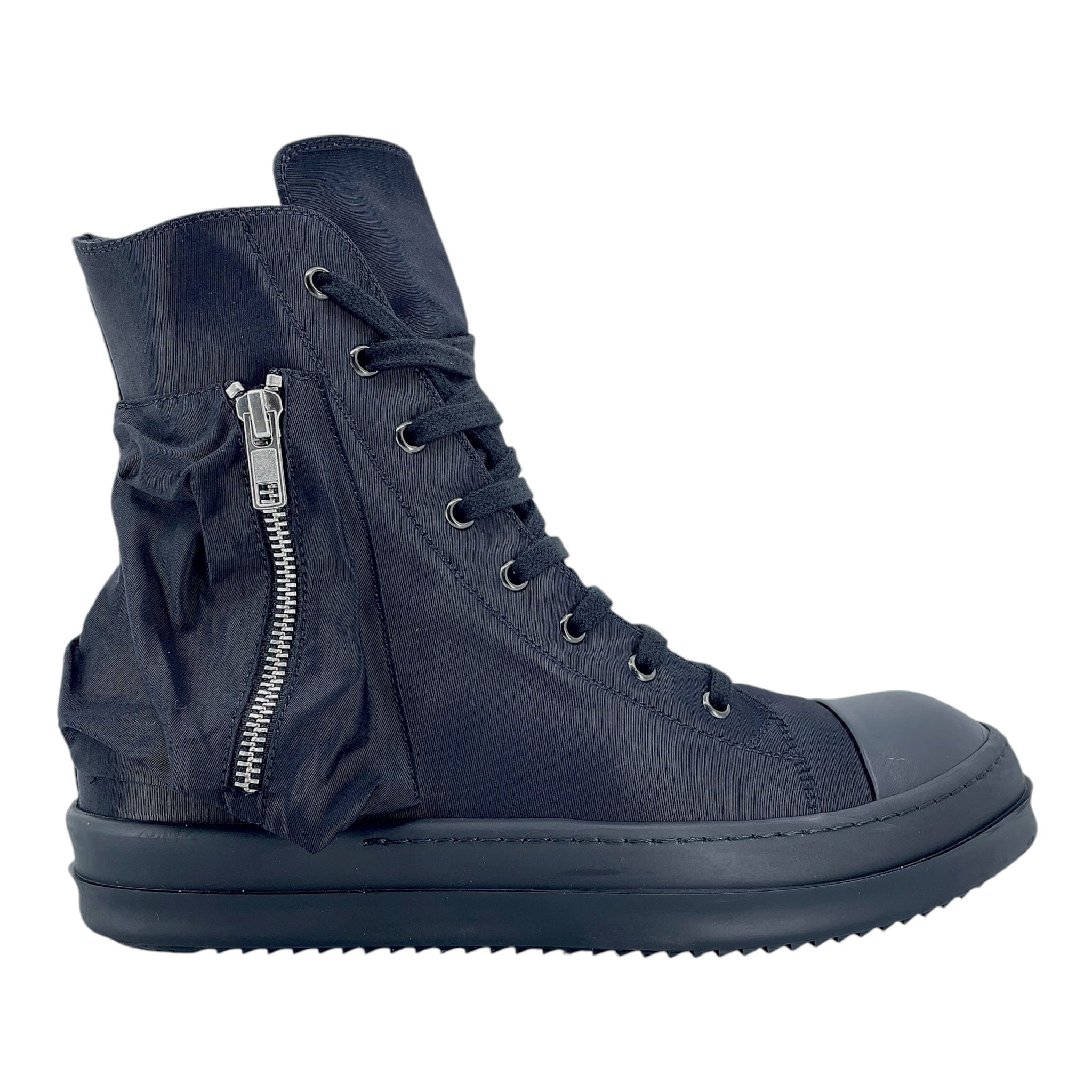 Rick Owens Nylon Cargo Pocket Sneaker High Triple Black Pre-Owned