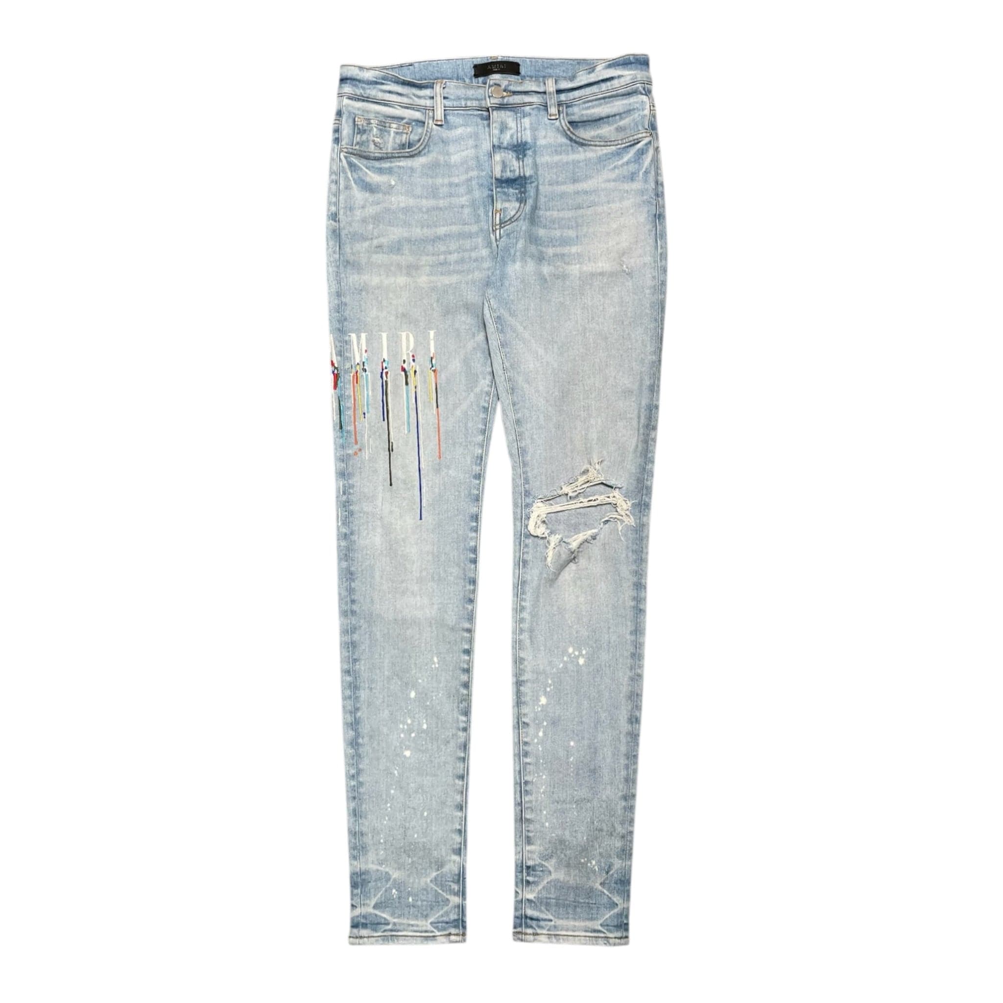 Amiri Paint Drip Core Logo Jeans Clay Indigo Pre-Owned